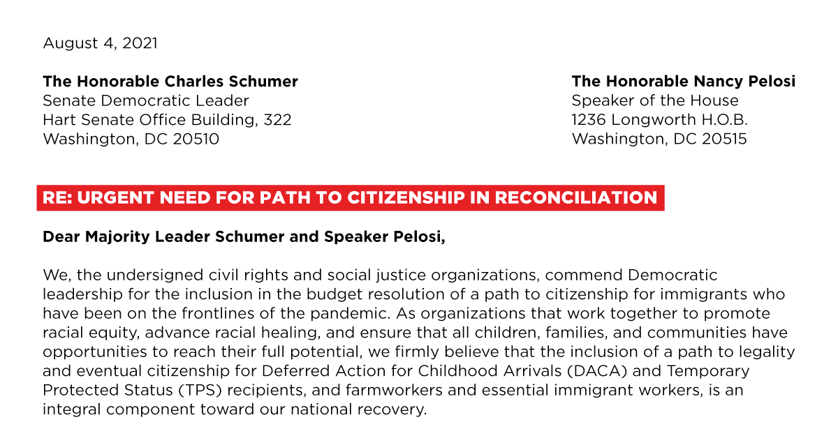 Letter From Civil Rights Groups on Immigration and Reconciliation ...